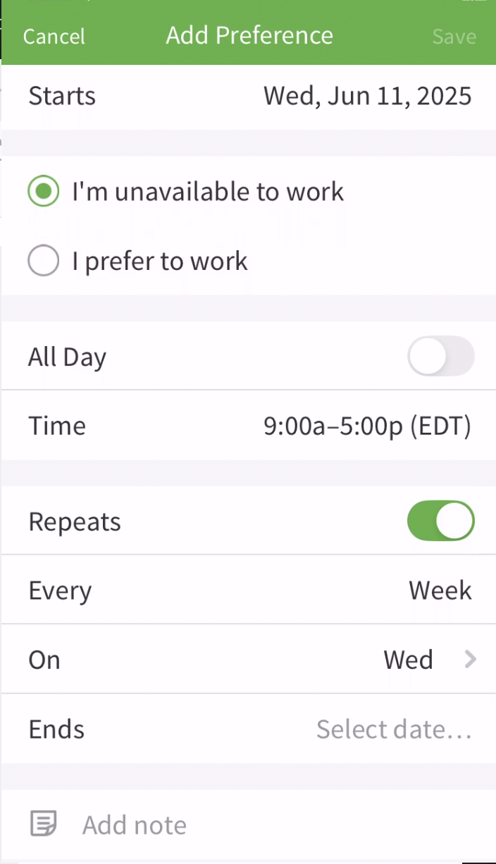 Setting Your Availability – When I Work Help Center