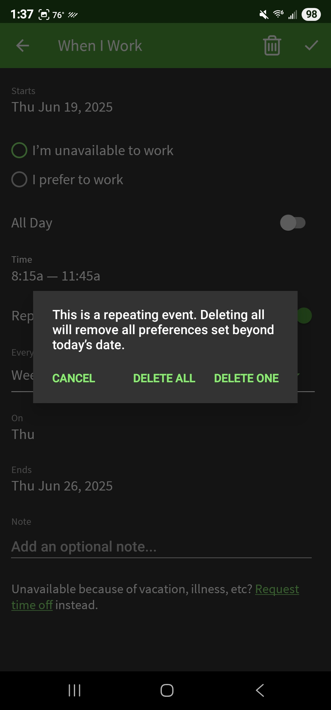 Editing a User’s Availability – When I Work Help Center