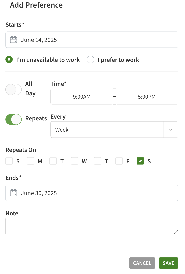 Setting Your Availability – When I Work Help Center