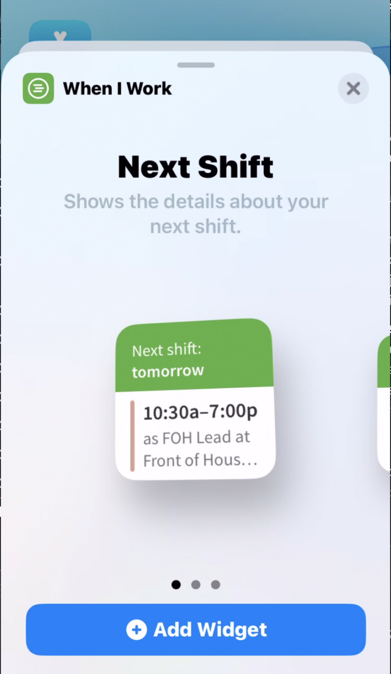 Widget for iOS – When I Work Help Center