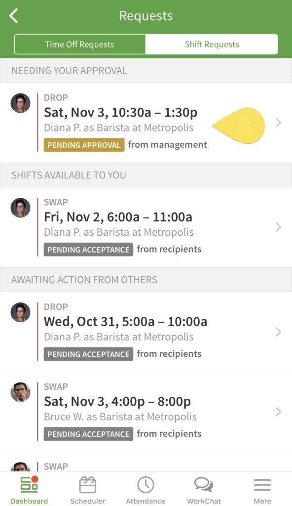 Processing Shift Requests – When I Work Help Center