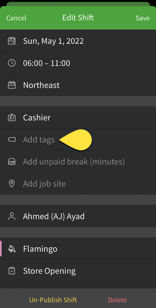 Assigning Tags – When I Work Help Center