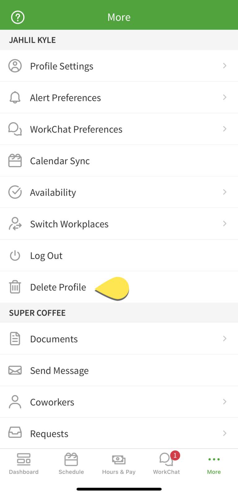 Request Profile Deletion – When I Work Help Center