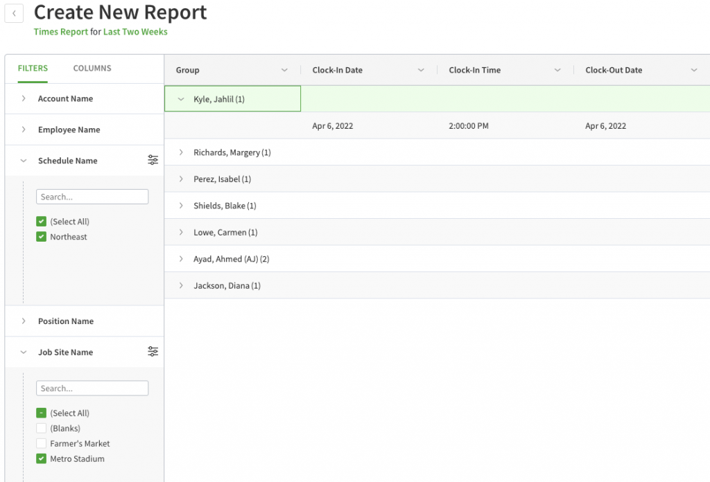 Times Report Example Scenarios – When I Work Help Center
