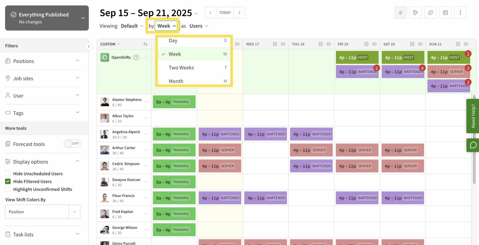 Schedule Views – When I Work Help Center