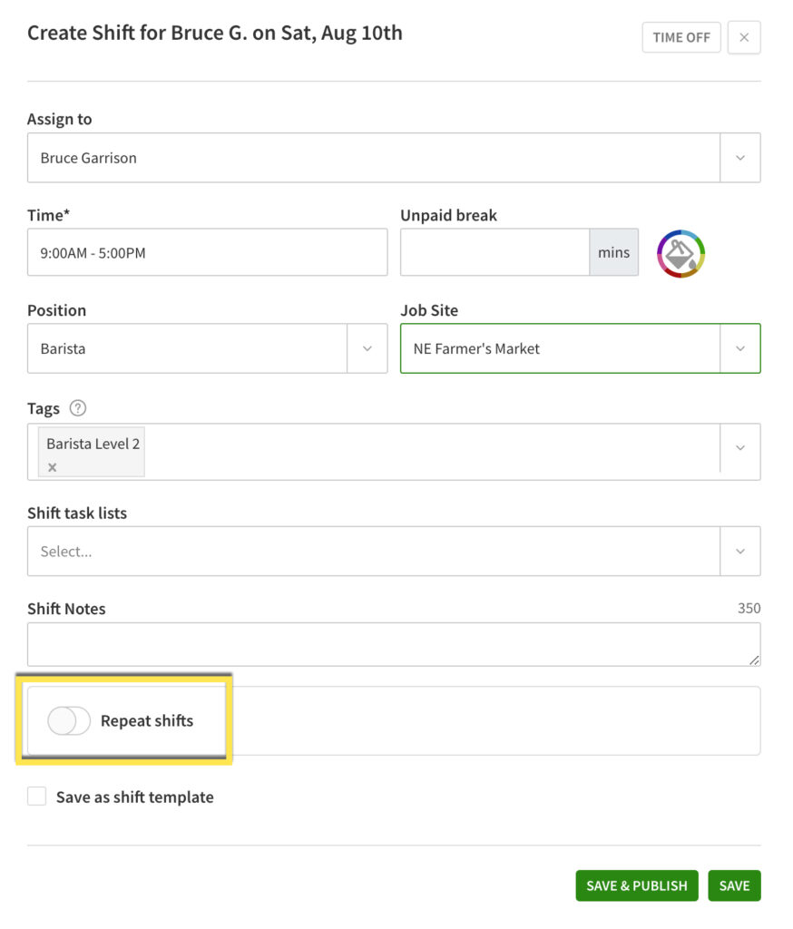 Setting Up Repeating Shifts – When I Work Help Center