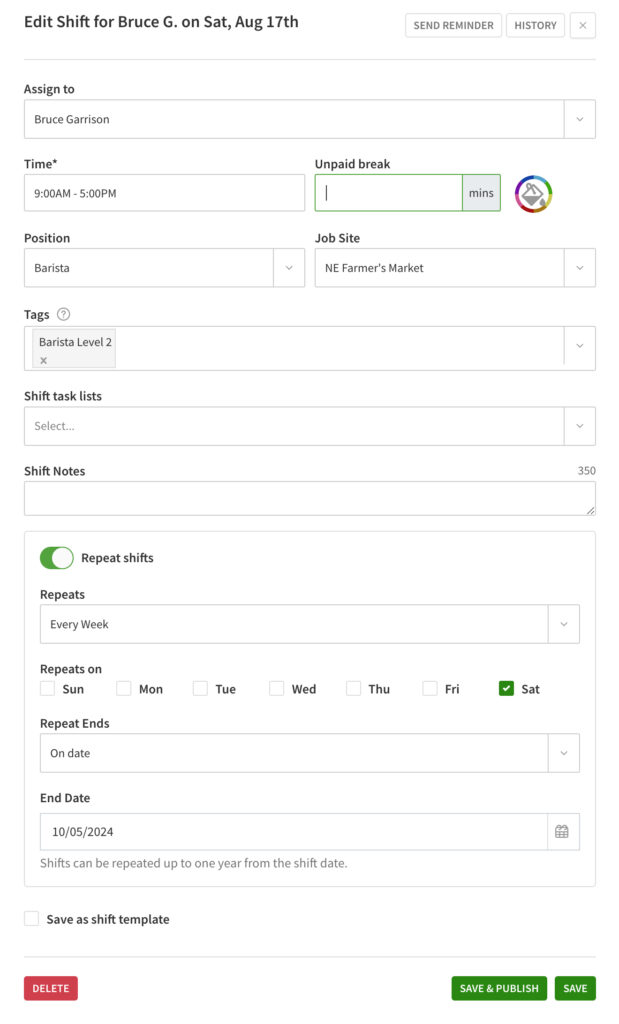 Setting Up Repeating Shifts – When I Work Help Center