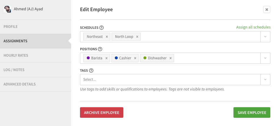 Assigning Tags – When I Work Help Center