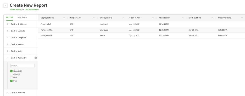 Times Report Example Scenarios – When I Work Help Center