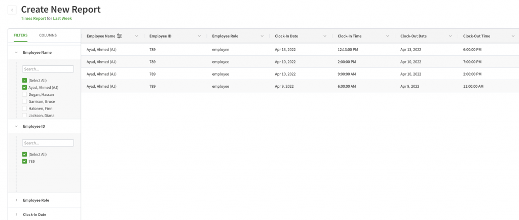 Times Report Example Scenarios – When I Work Help Center