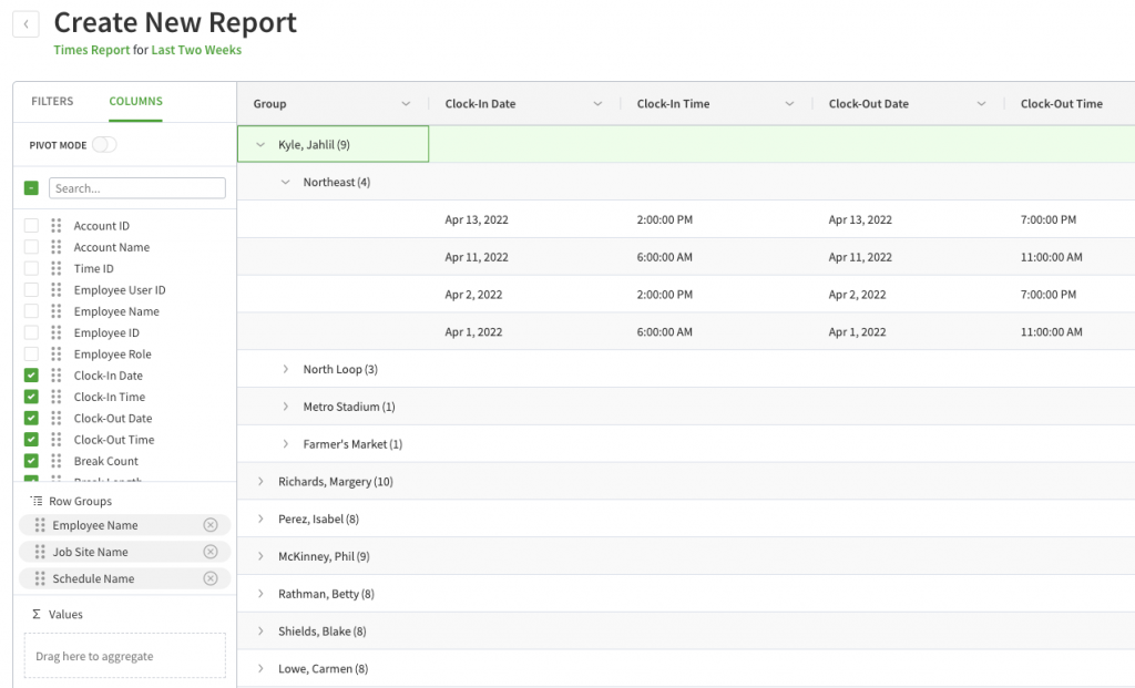 Times Report Example Scenarios – When I Work Help Center