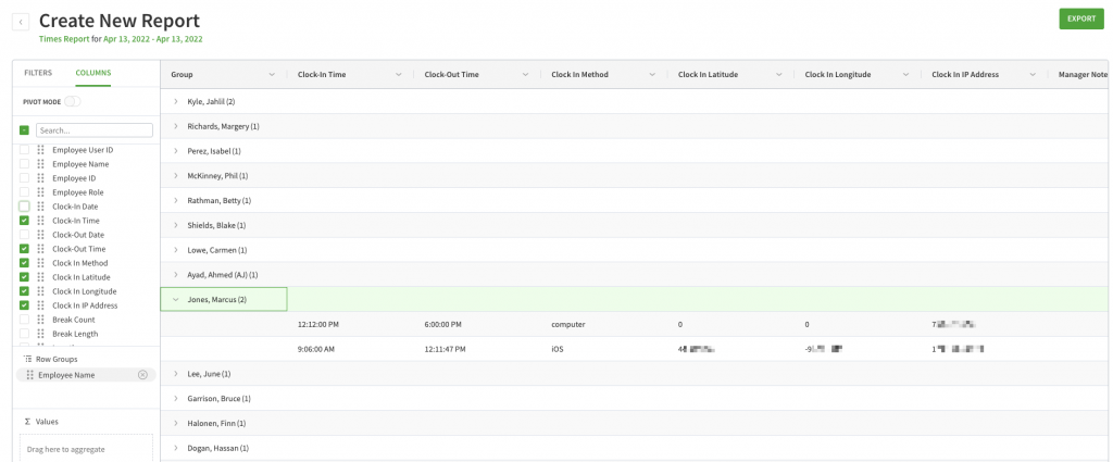 Times Report Example Scenarios – When I Work Help Center