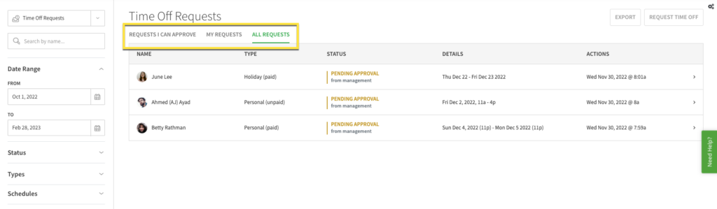 Process Time Off Requests – When I Work Help Center