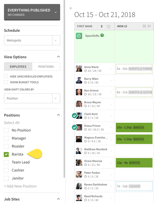 Filtering the Schedule – When I Work Help Center