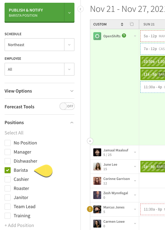 Filtering the Schedule – When I Work Help Center