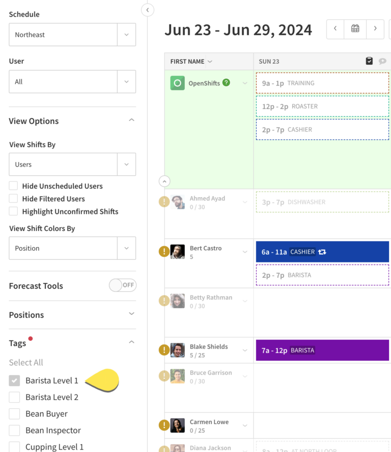 Filtering the Schedule – When I Work Help Center