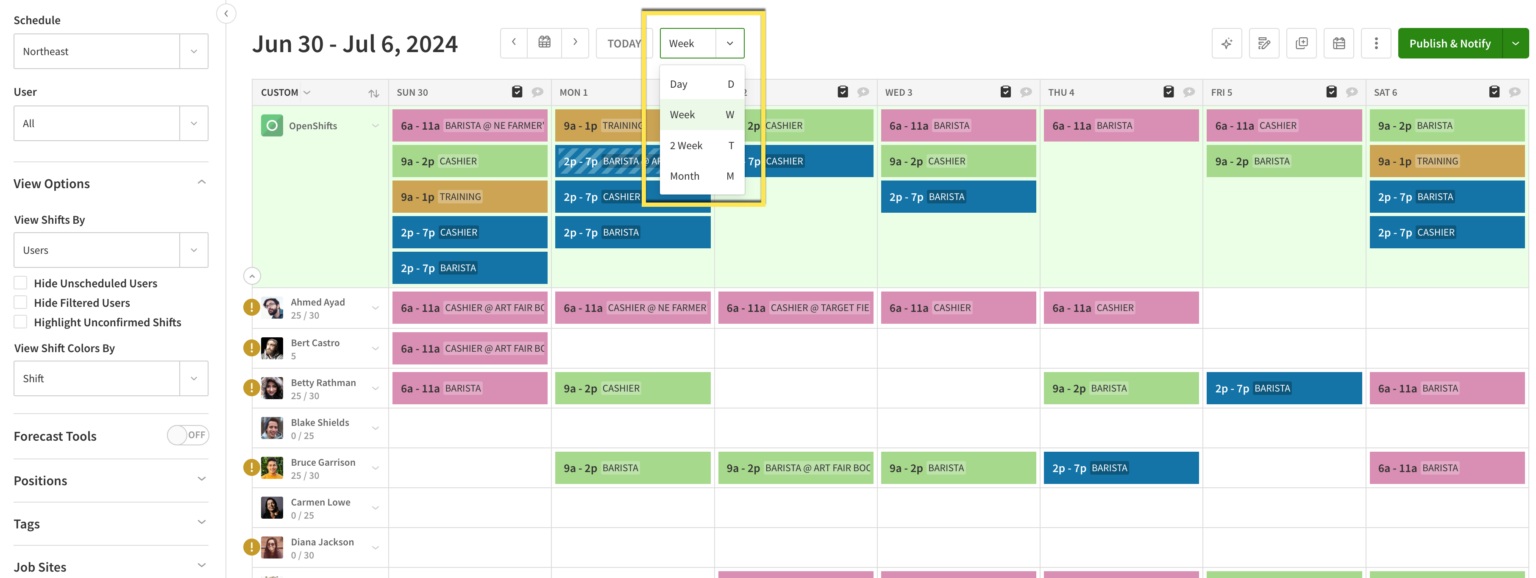 Schedule Views – When I Work Help Center