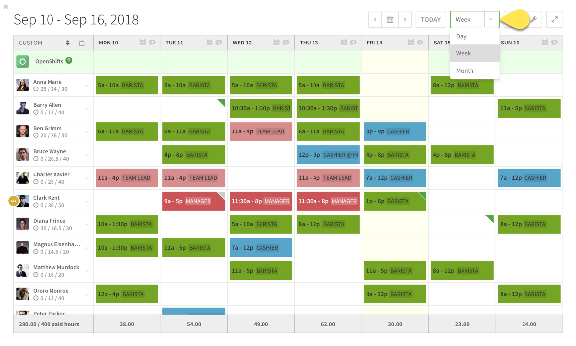 Schedule Views – When I Work Help Center