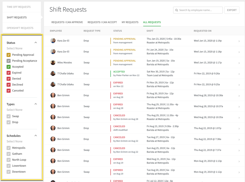 Process Shift Requests – When I Work Help Center
