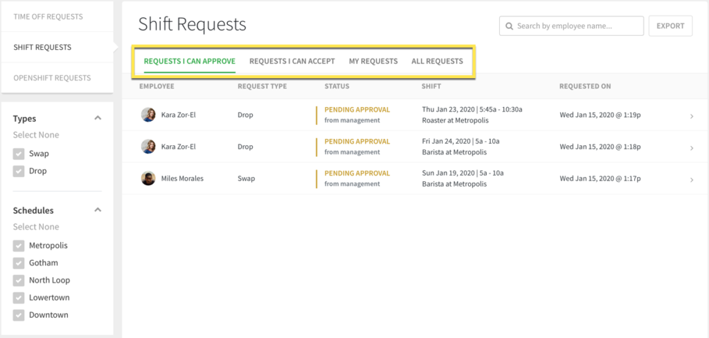 Process Shift Requests – When I Work Help Center