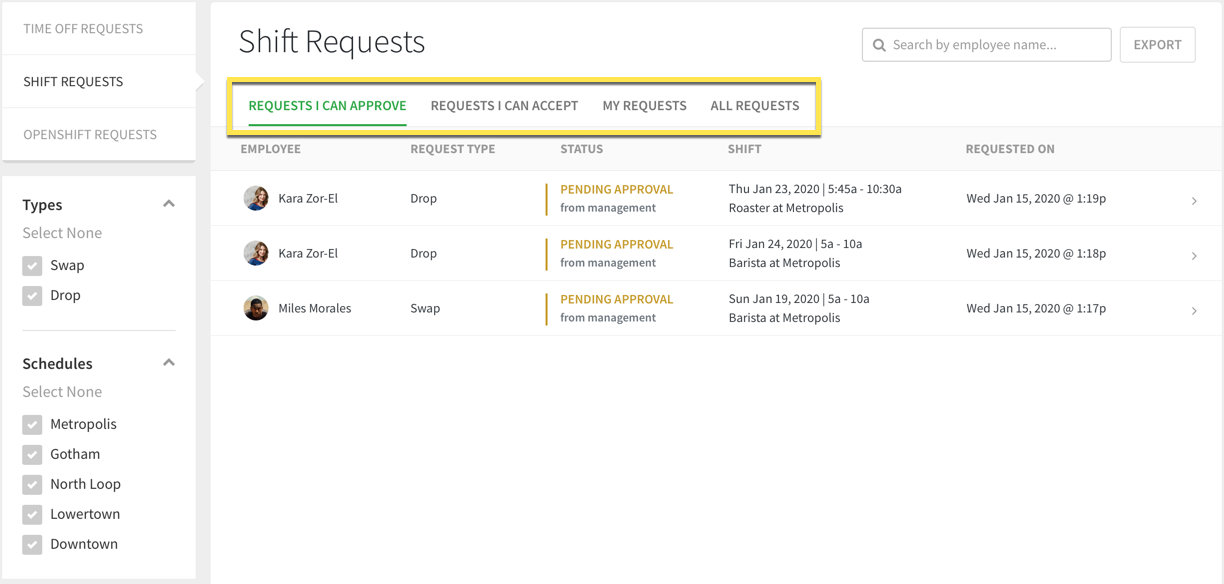Process Shift Requests – When I Work Help Center