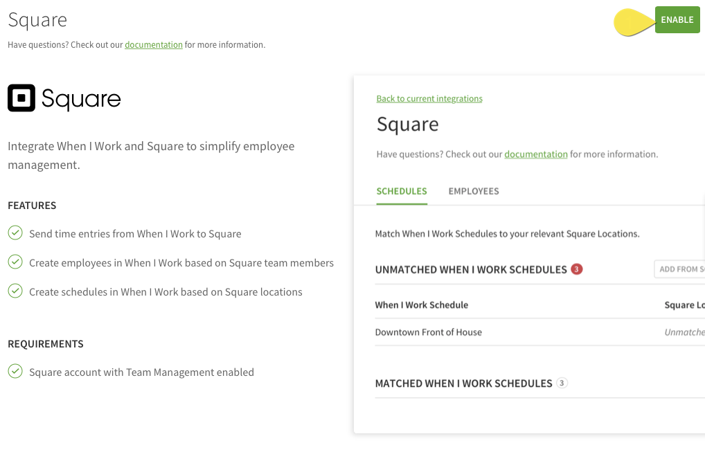 Square Integration Reference – When I Work Help Center