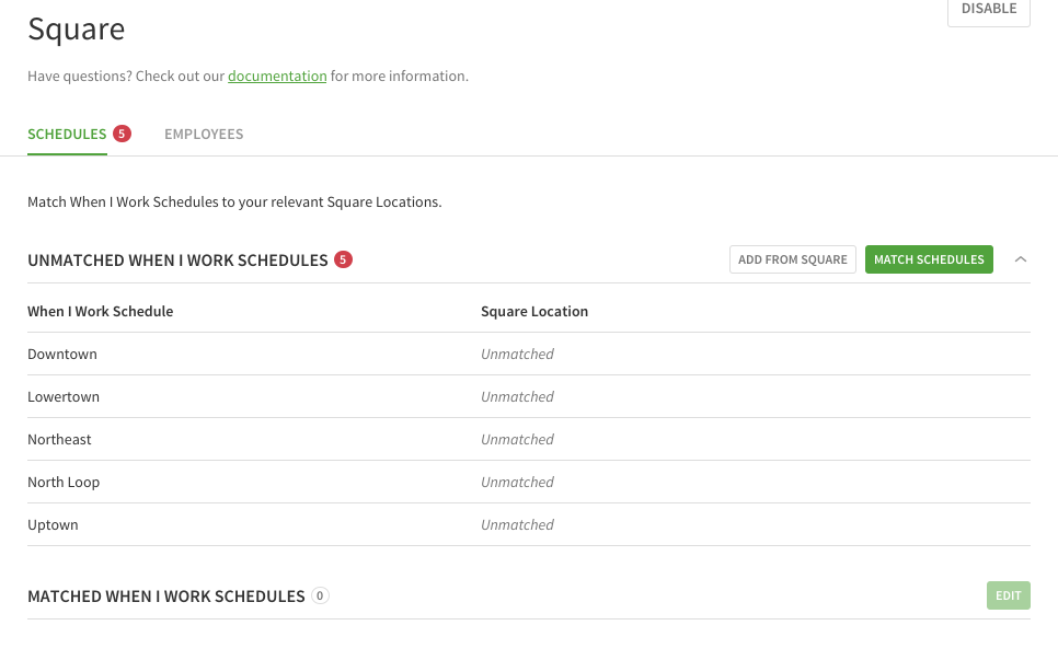 Square Integration Reference – When I Work Help Center