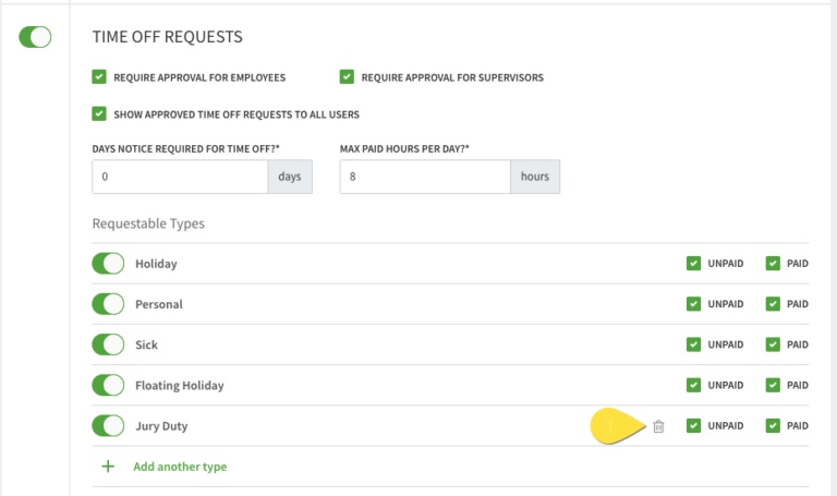 Manage Additional Time Off Types – When I Work Help Center