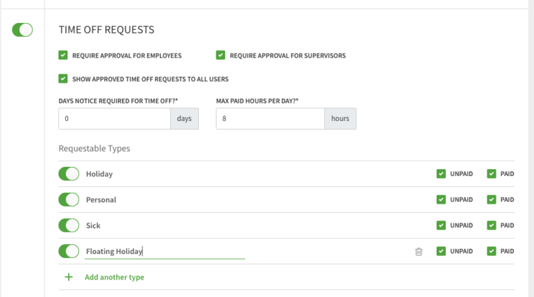 Manage Additional Time Off Types – When I Work Help Center