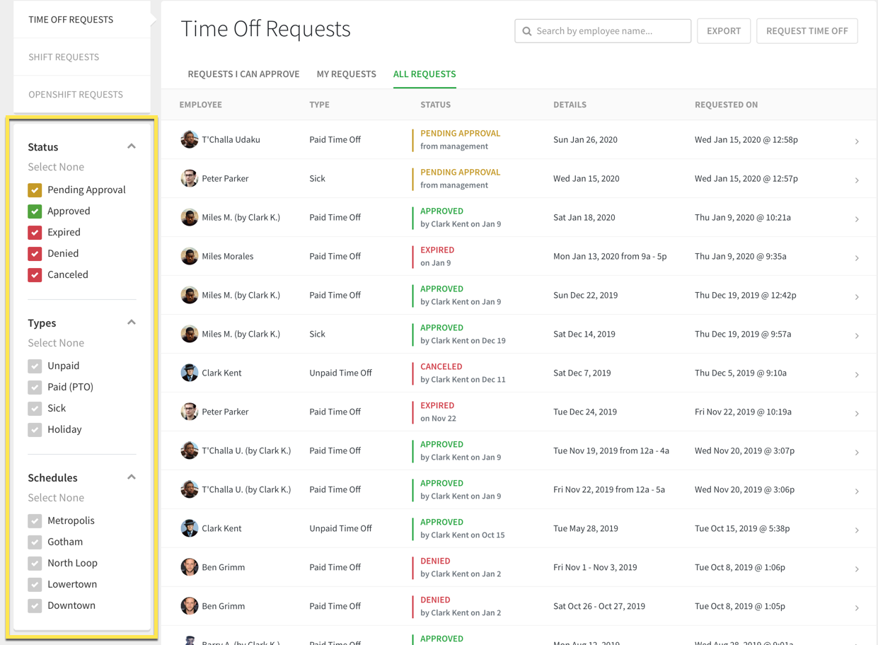 Process Time Off Requests – When I Work Help Center
