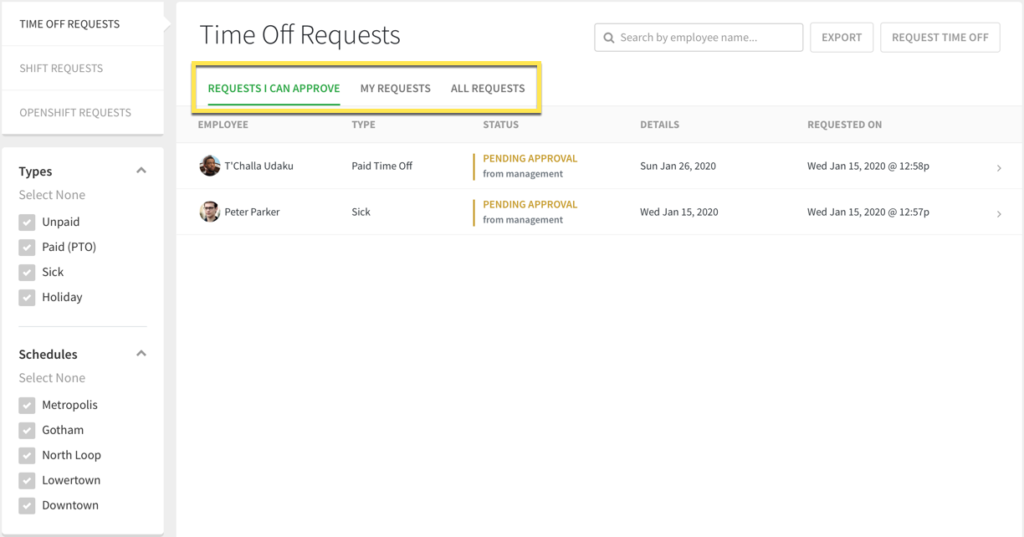 Process Time Off Requests – When I Work Help Center