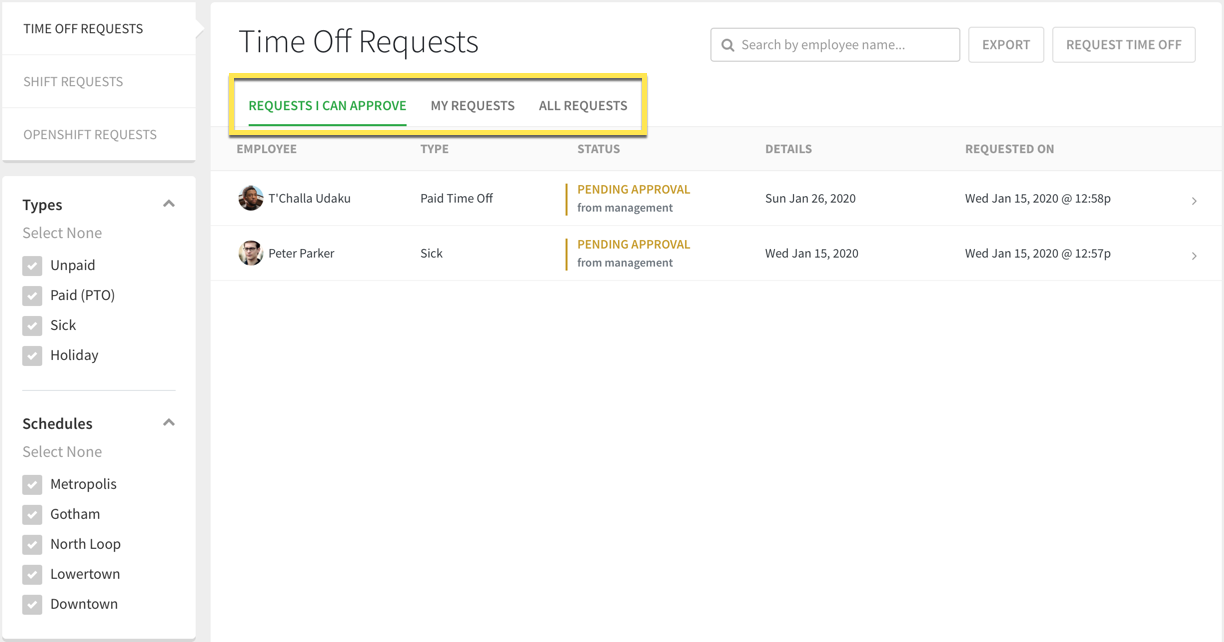 Process Time Off Requests – When I Work Help Center