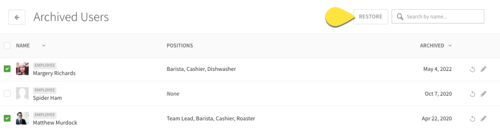 Restore Archived Users – When I Work Help Center